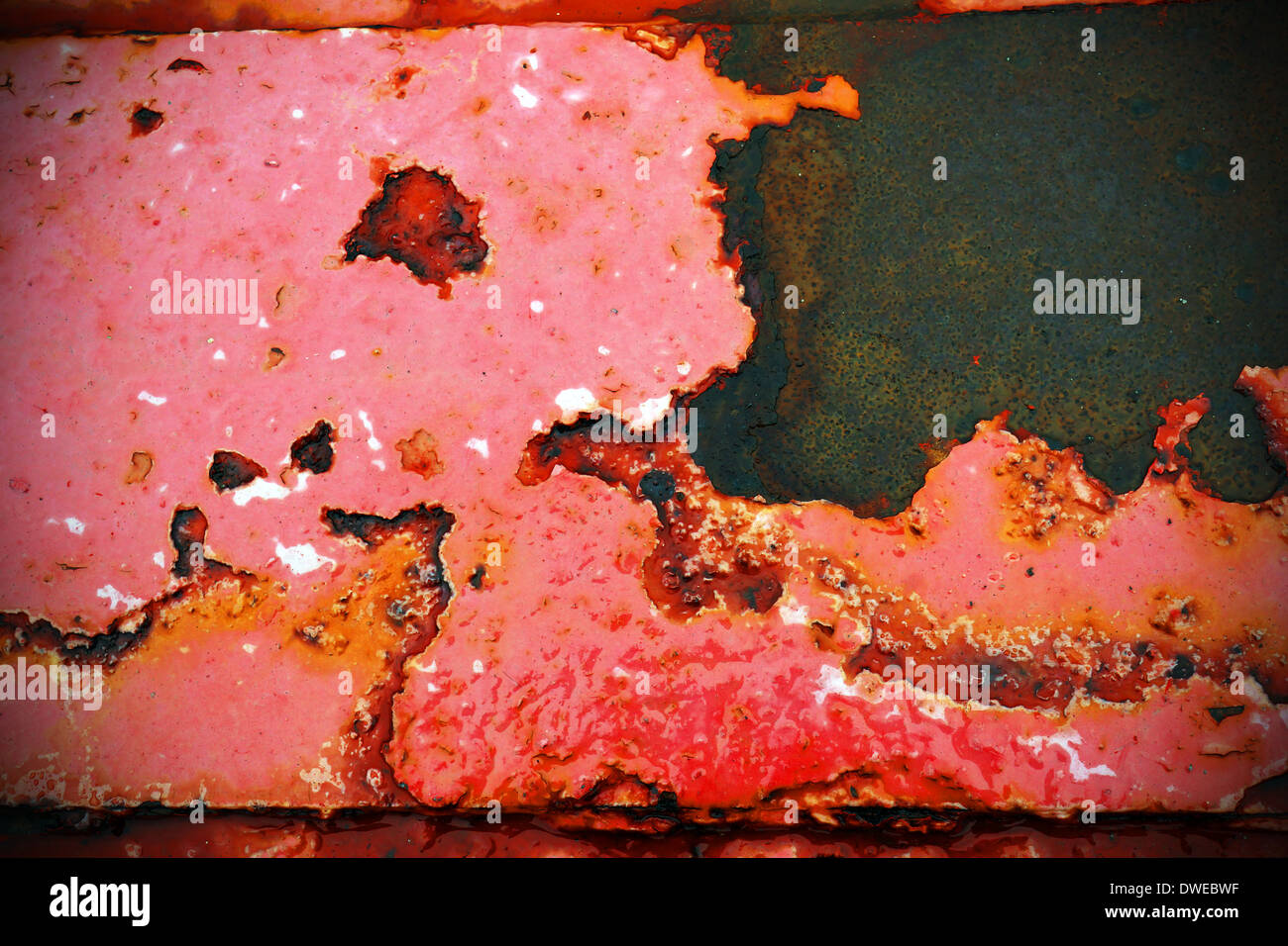 Macro of peeled red paint and rust on steel beam at a pier Stock Photo ...