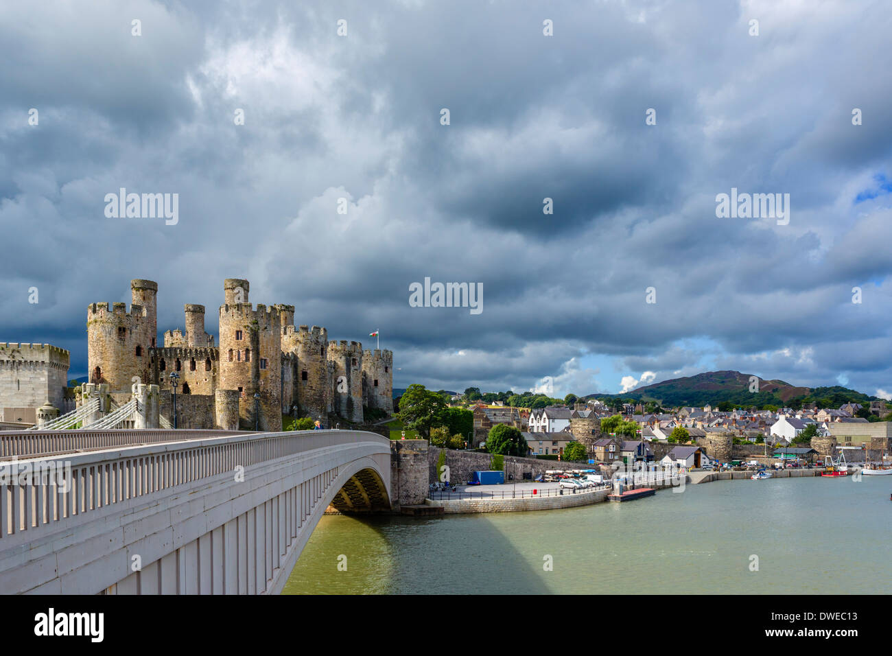 View of Conwy Castle and harbour, Conwy, North Wales, UK Stock Photo ...