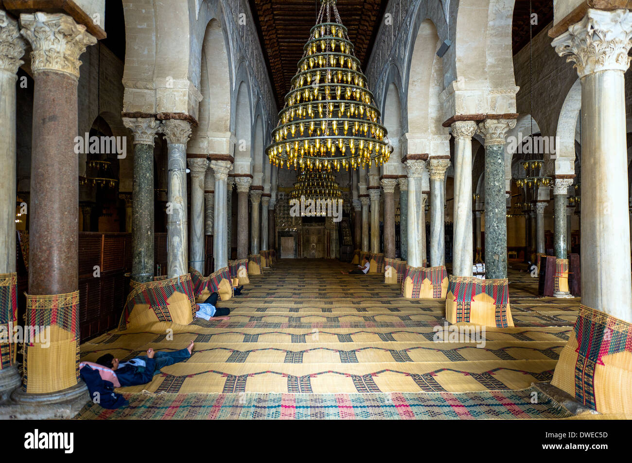North Africa, Tunisia, Kairouan. Holly city. The Great Mosque Sidi Okba ...