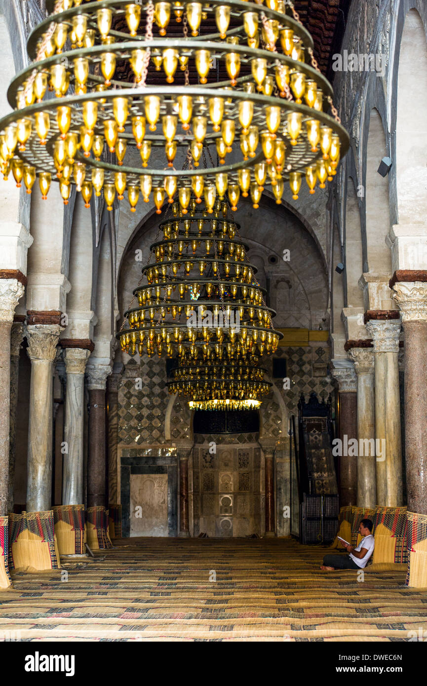 North Africa, Tunisia, Kairouan. Holly city. The Great Mosque Sidi Okba ...
