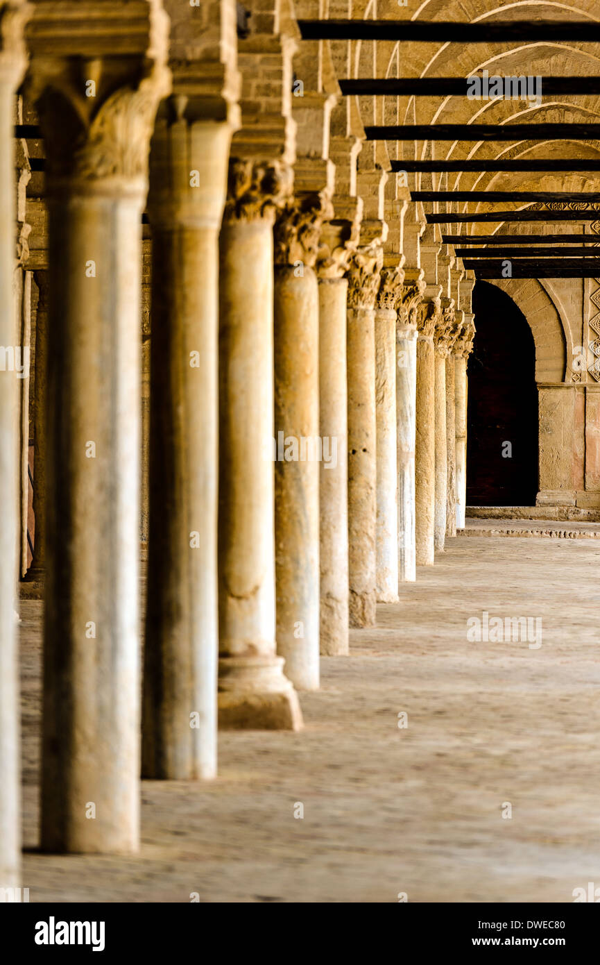 North Africa, Tunisia, Kairouan. Holly city. The Great Mosque Sidi Okba ...