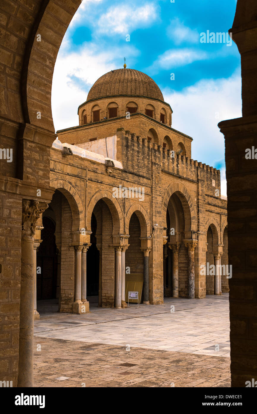 North Africa, Tunisia, Kairouan. Holly city. The Great Mosque Sidi Okba ...