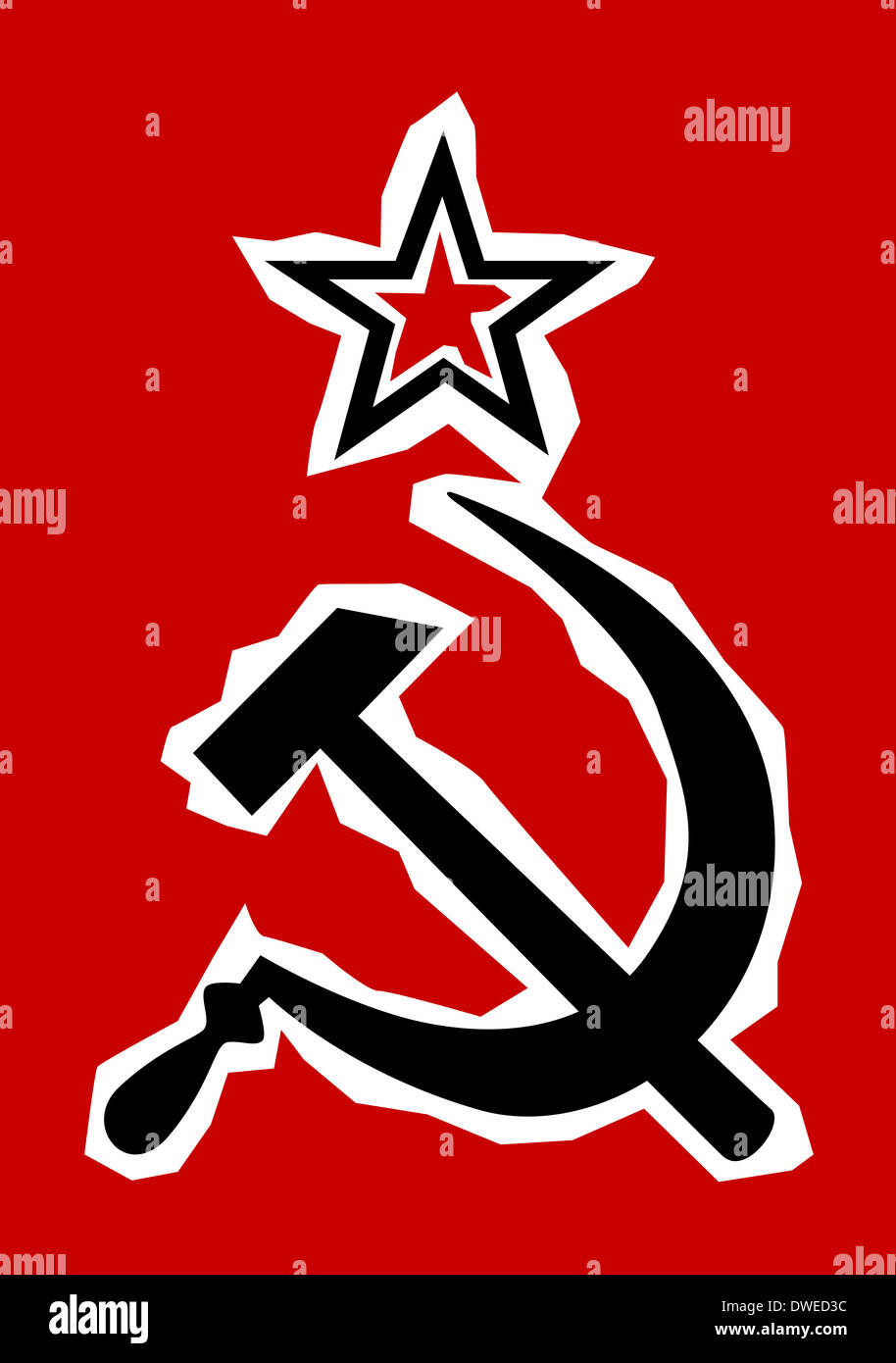 Red star with hammer and sickle hi-res stock photography and images - Alamy
