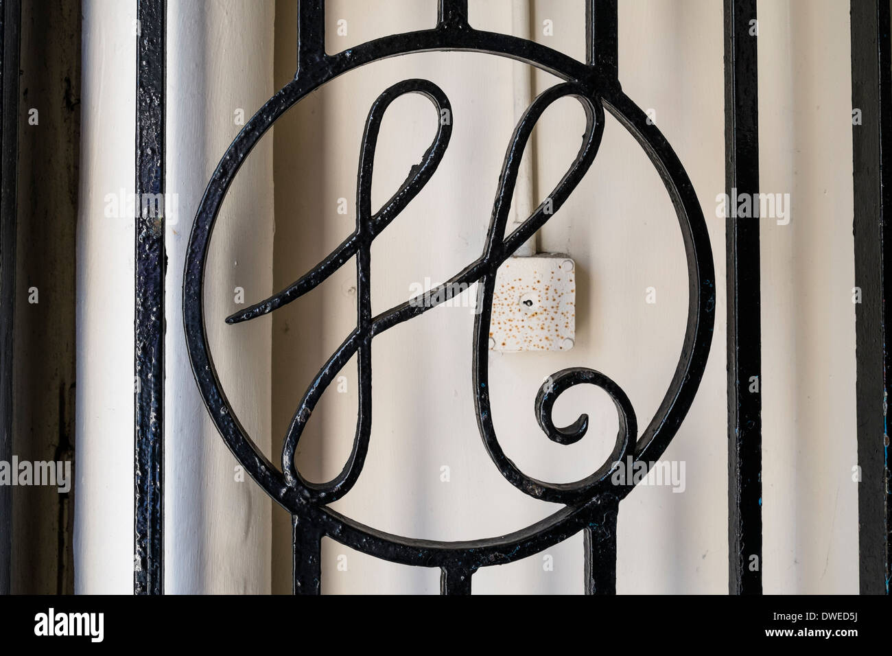 Scroll work letter H in a gate. Picture by Julie Edwards Stock Photo ...