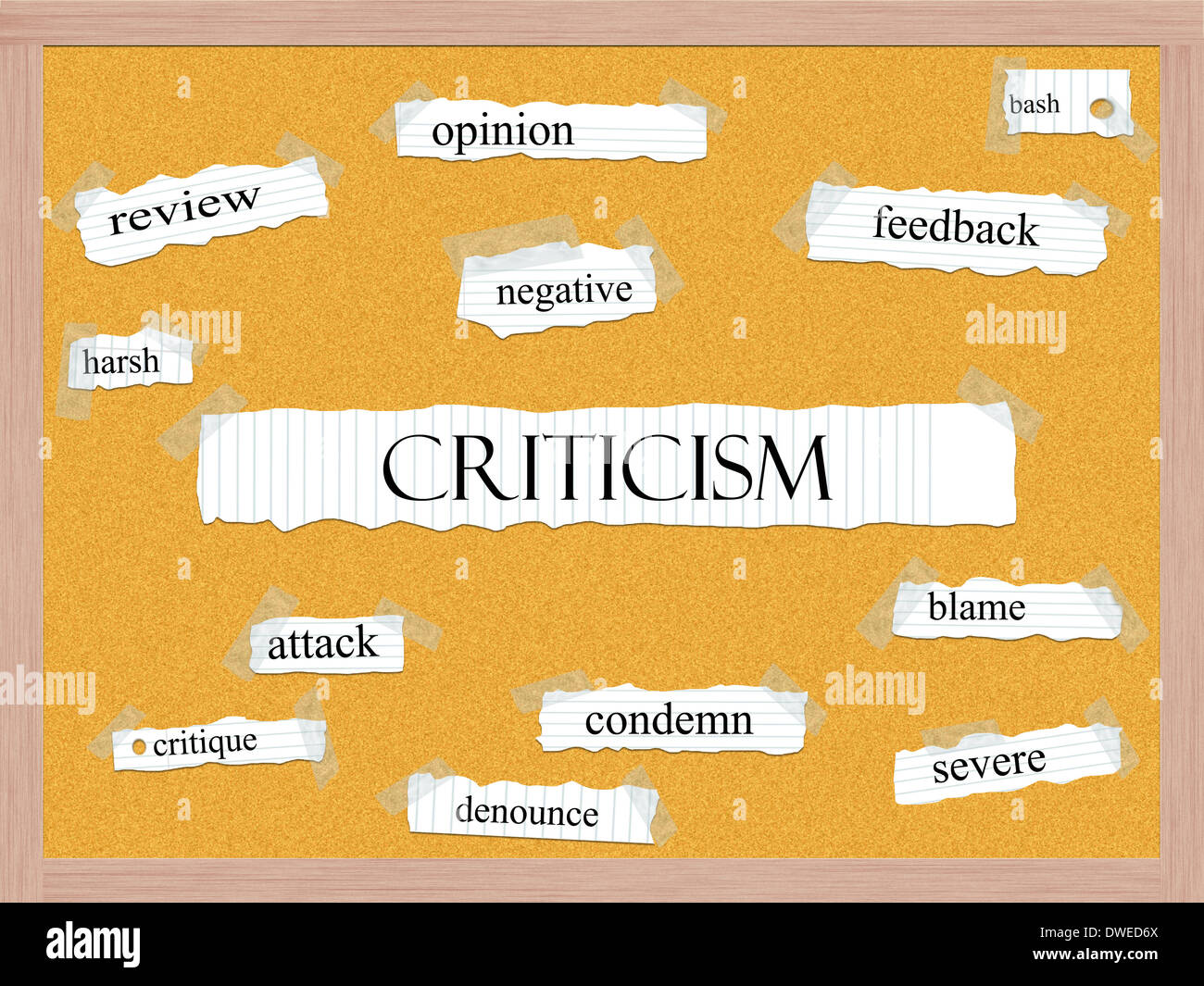 Criticism Corkboard Word Concept with great terms such as harsh ...