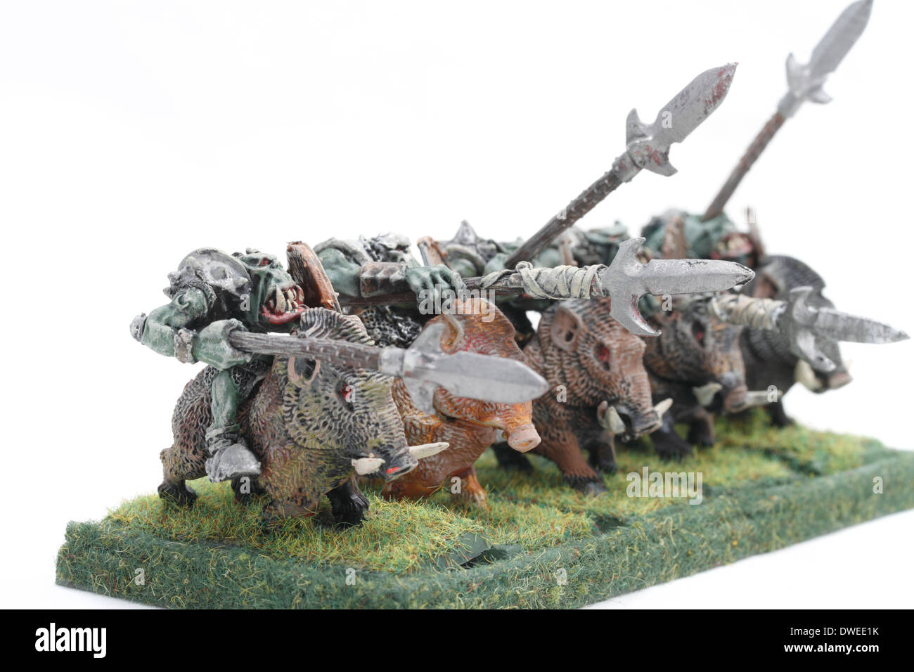 Orc Boar Boyz mounted on war Boars painted by photographer Stock Photo ...