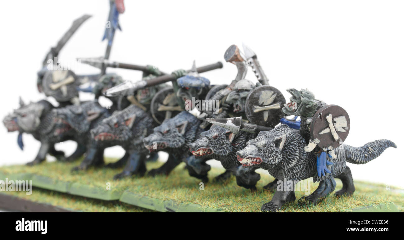 Goblin Wolf riders armed with spears and shields, with command, boss ...
