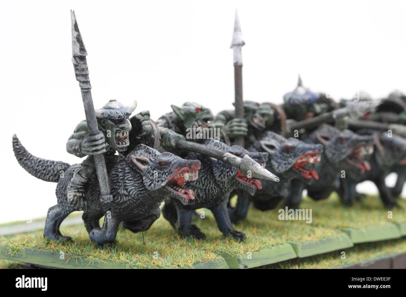 Goblin Wolf riders armed with spears and shields Stock Photo - Alamy