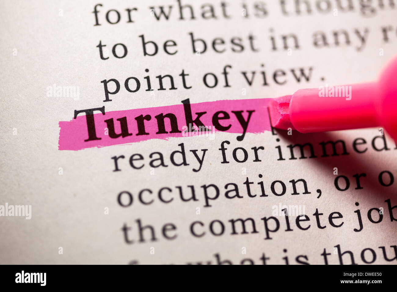 Fake Dictionary, Dictionary definition of the word turnkey Stock Photo ...