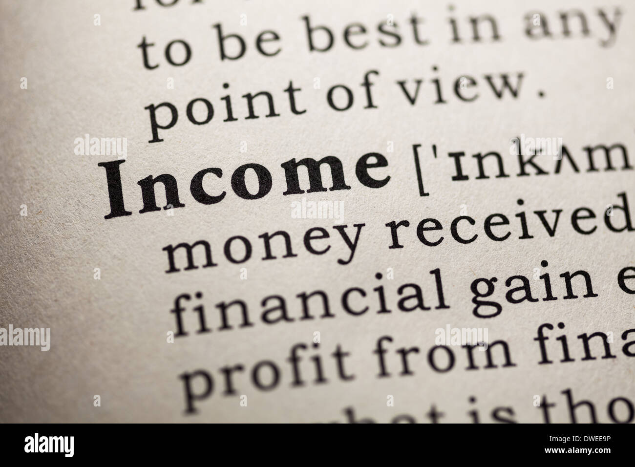 Fake Dictionary, Dictionary definition of the word income Stock Photo ...