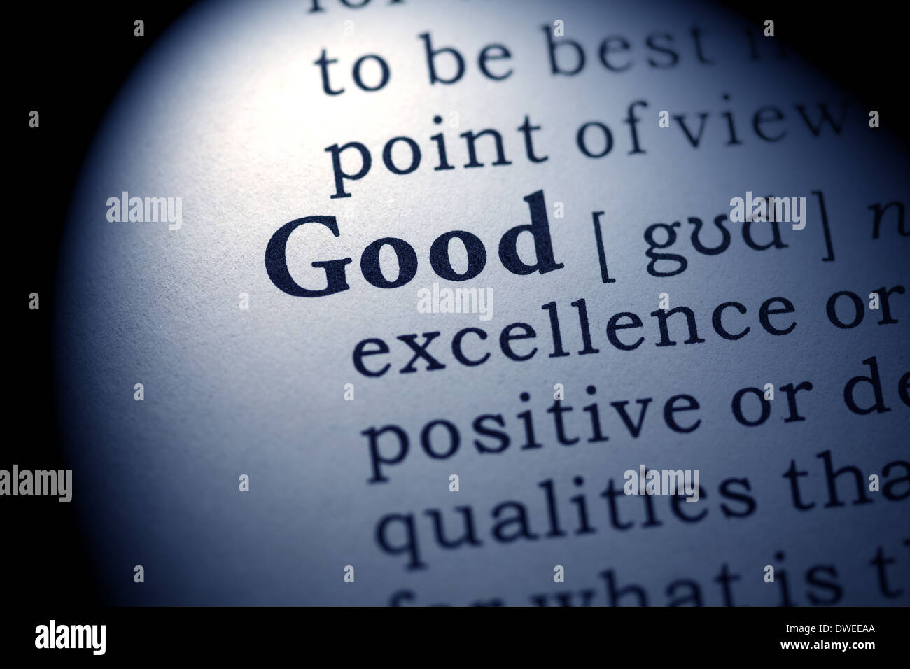 Fake Dictionary, Dictionary definition of the word good Stock Photo - Alamy