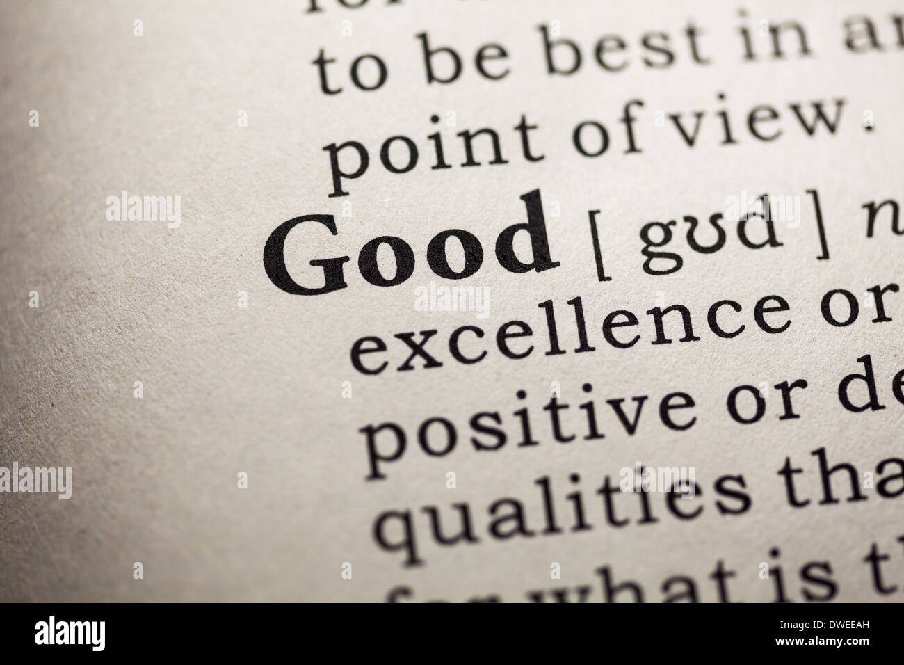 Fake Dictionary, Dictionary definition of the word good Stock Photo - Alamy