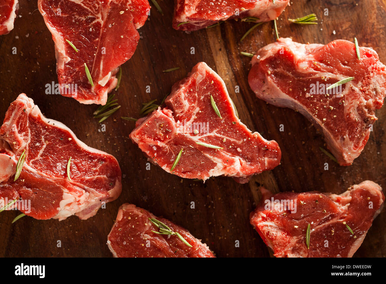 Raw Red Lamb Chops with Salt and Pepper Seasoning Stock Photo - Alamy