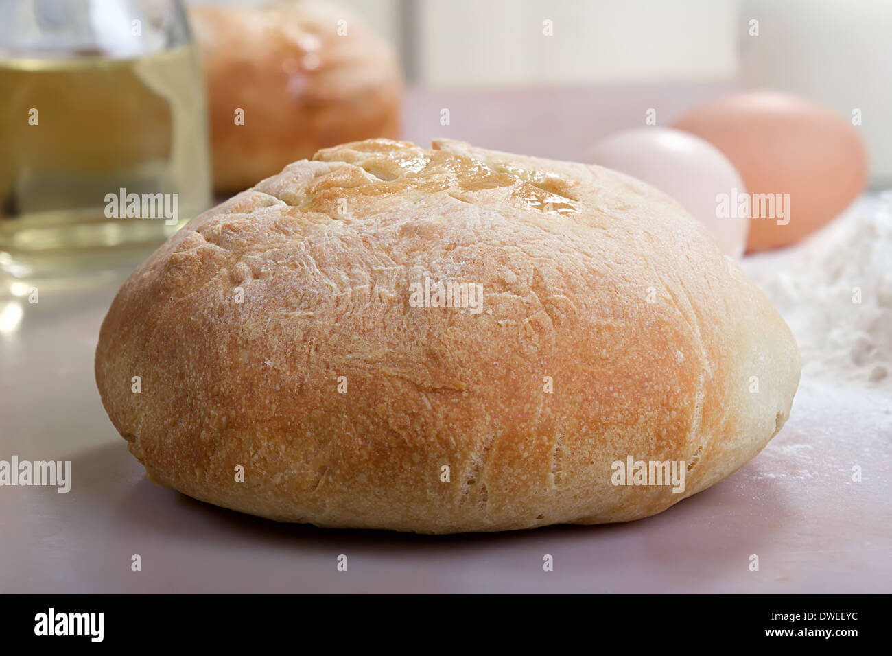 Homemade bread and baking ingredients Stock Photo - Alamy