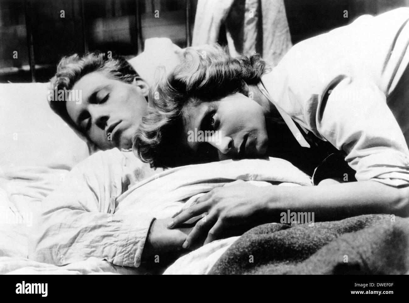 Edouard Dermithe and Nicole Stephane, on-set of the Film, "Les Enfants ...
