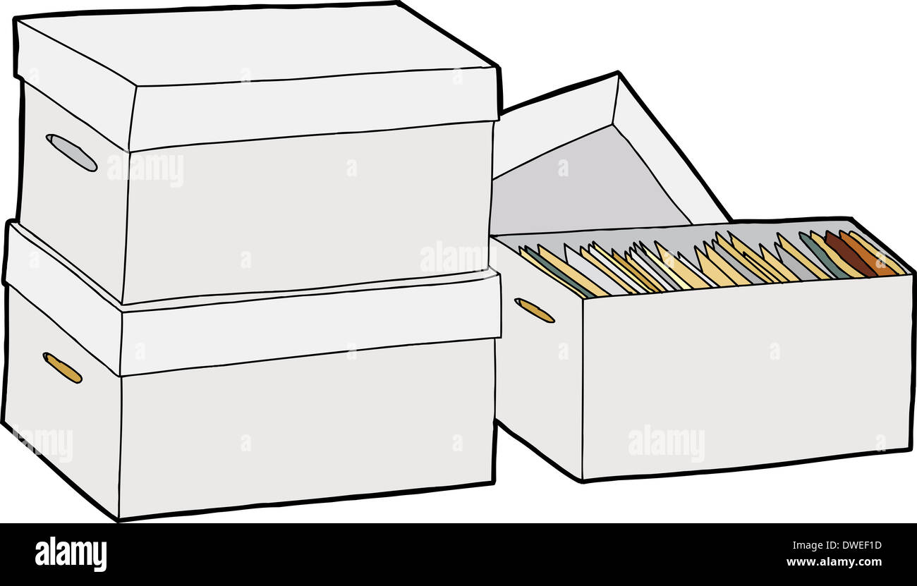 Three boxes with documents over isolated white background Stock Photo ...