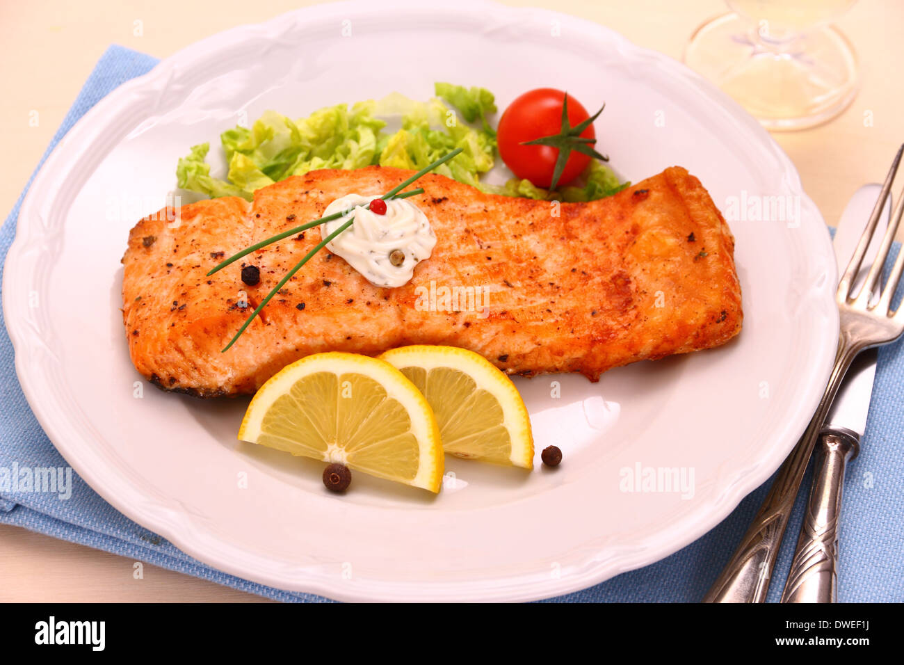 Baked salmon fillet vegetables top hi-res stock photography and images ...