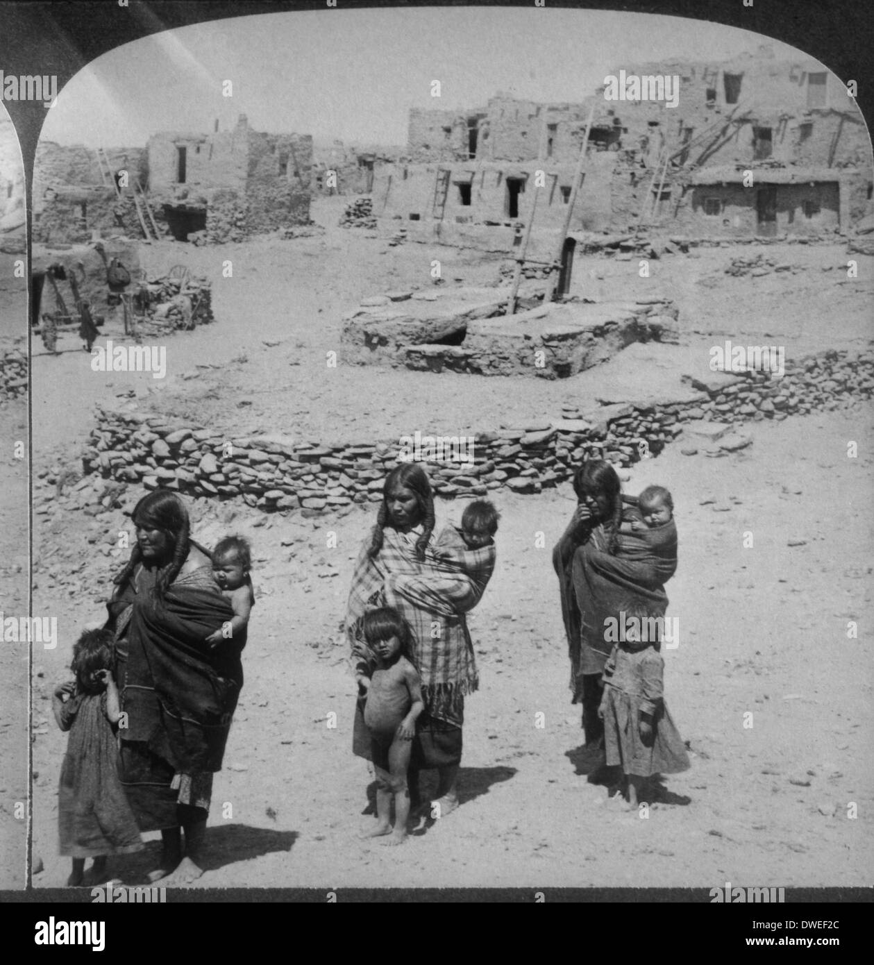 Women and Children, Oraibi, Hopi Village, Arizona, USA, circa 1903 ...
