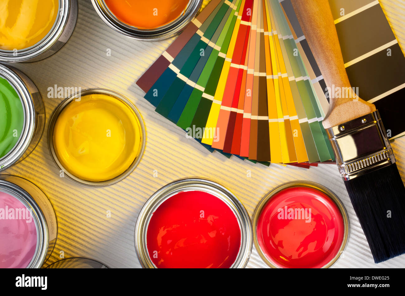 Selection of paint tester-pots Stock Photo - Alamy
