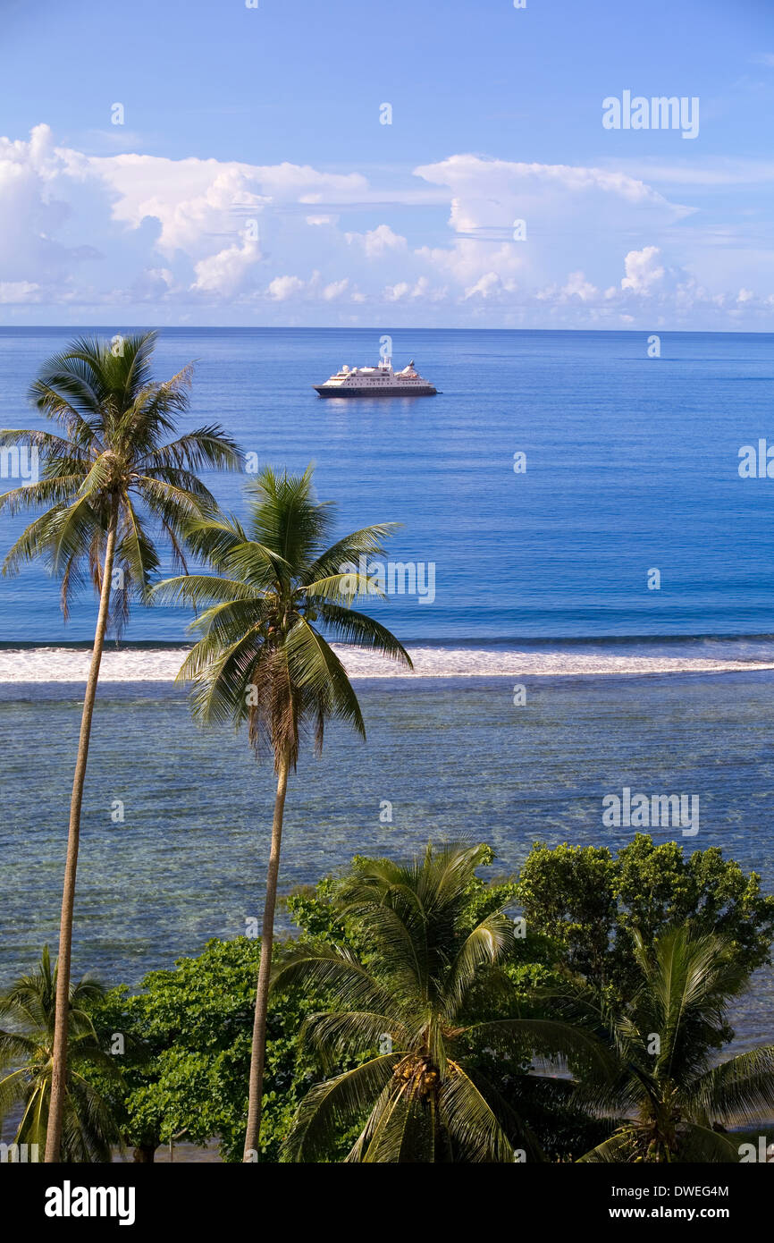 The Australian expedition cruiser Orion lies at anchor off Ghizo Island ...