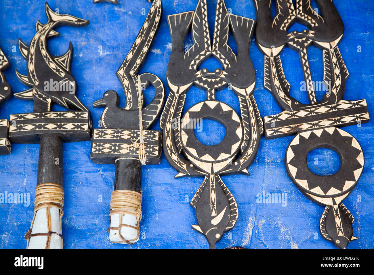 Display of hand crafted native items on Santa Ana Island, Solomon ...