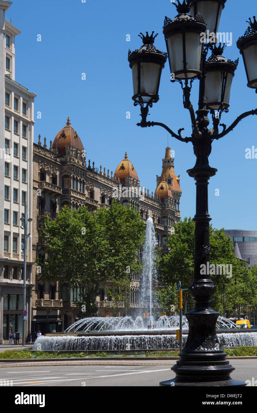 Street in the Eixample district of Barcelona in the Catalonia region of ...