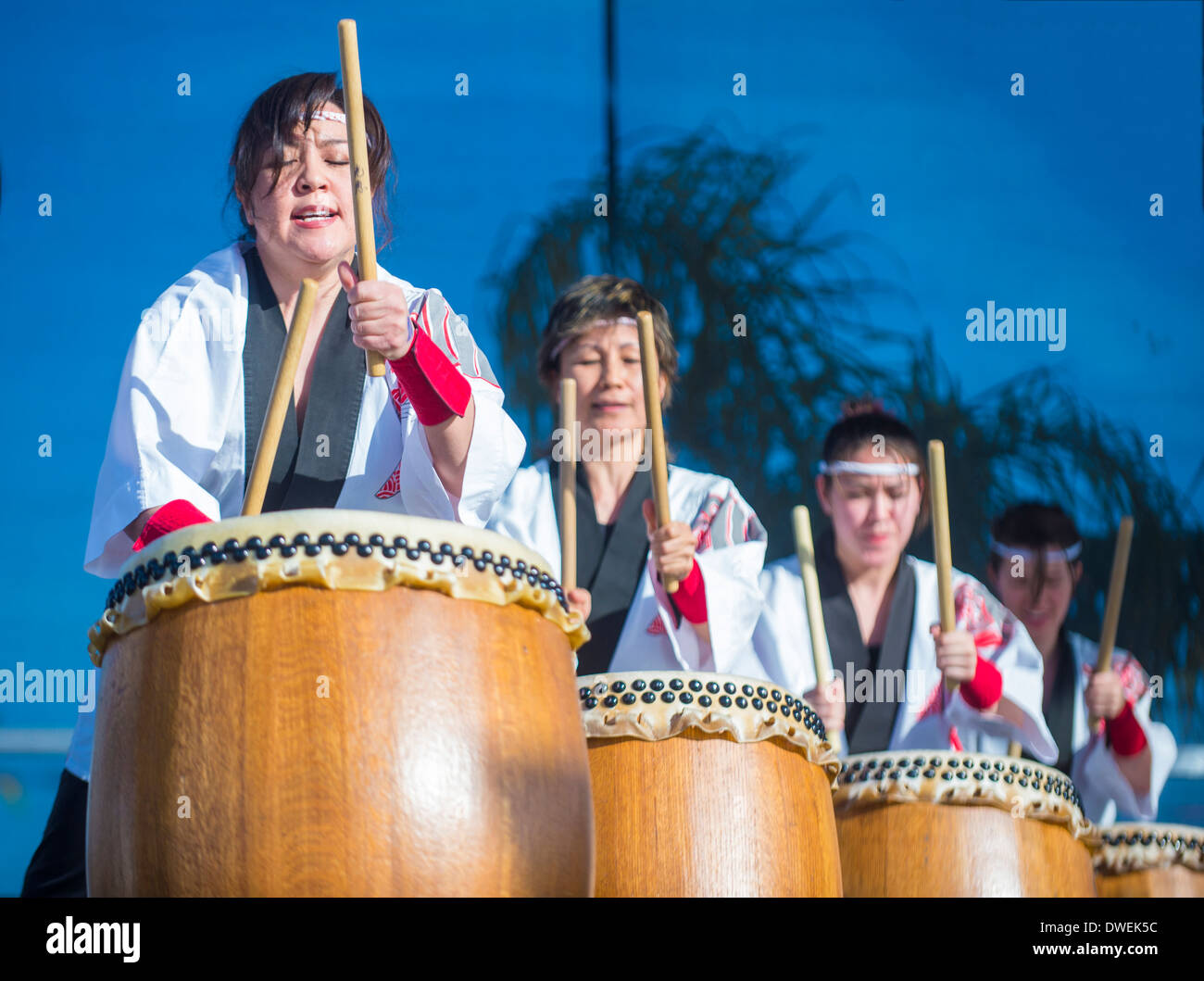 Japanese Taiko drummers perform at the Chinese New Year celebrations ...
