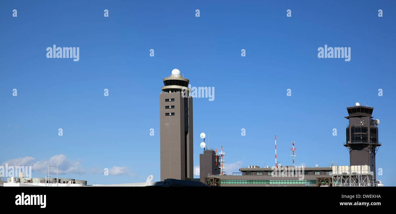 Narita Tokyo Airport Air Traffic Control Tower Against Blue Sky ...