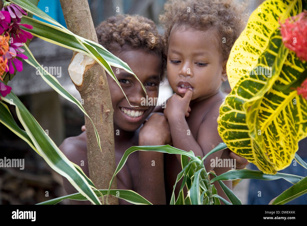 Local islanders, Santa Ana Island, Solomon Islands, South Pacific Stock ...