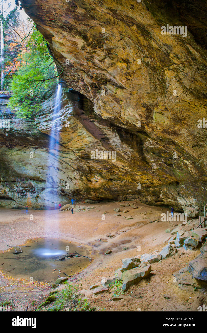 A Tall And Thin Waterfall At Ash Cave During Autumn In The Hocking ...