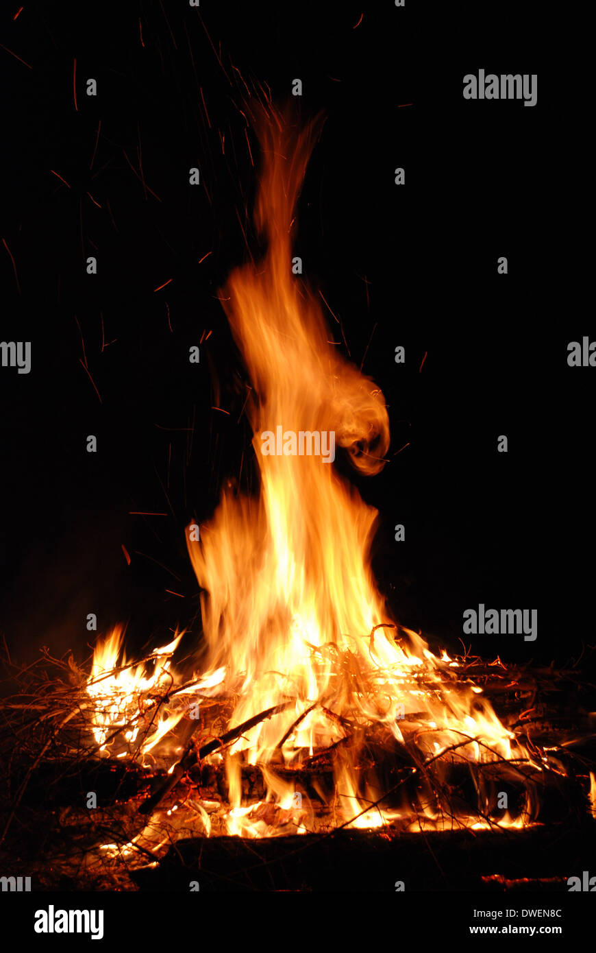 Red fire on black background Stock Photo - Alamy