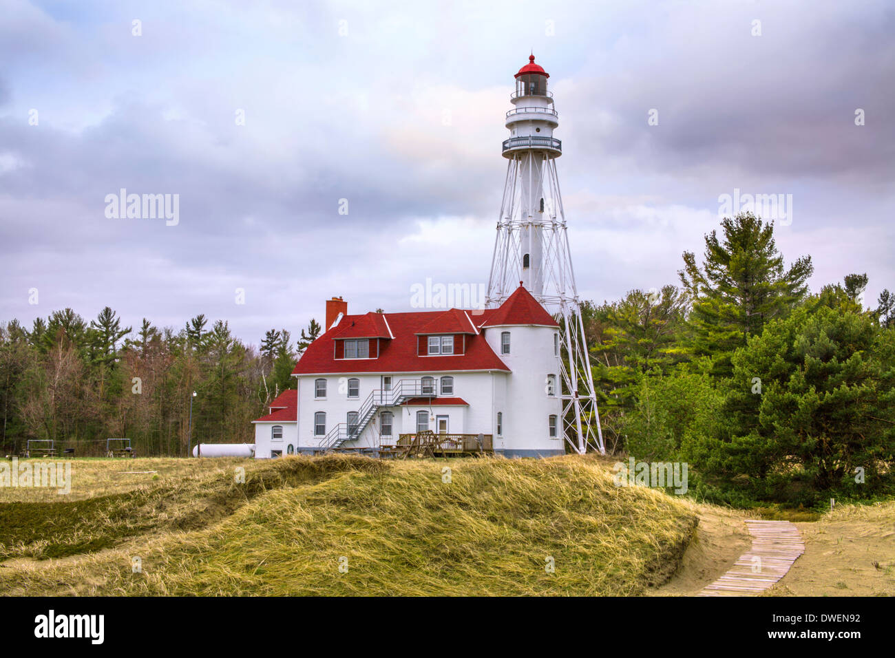 The Rawley Point Lighthouse At Twin Rivers Point On Lake Michigan ...