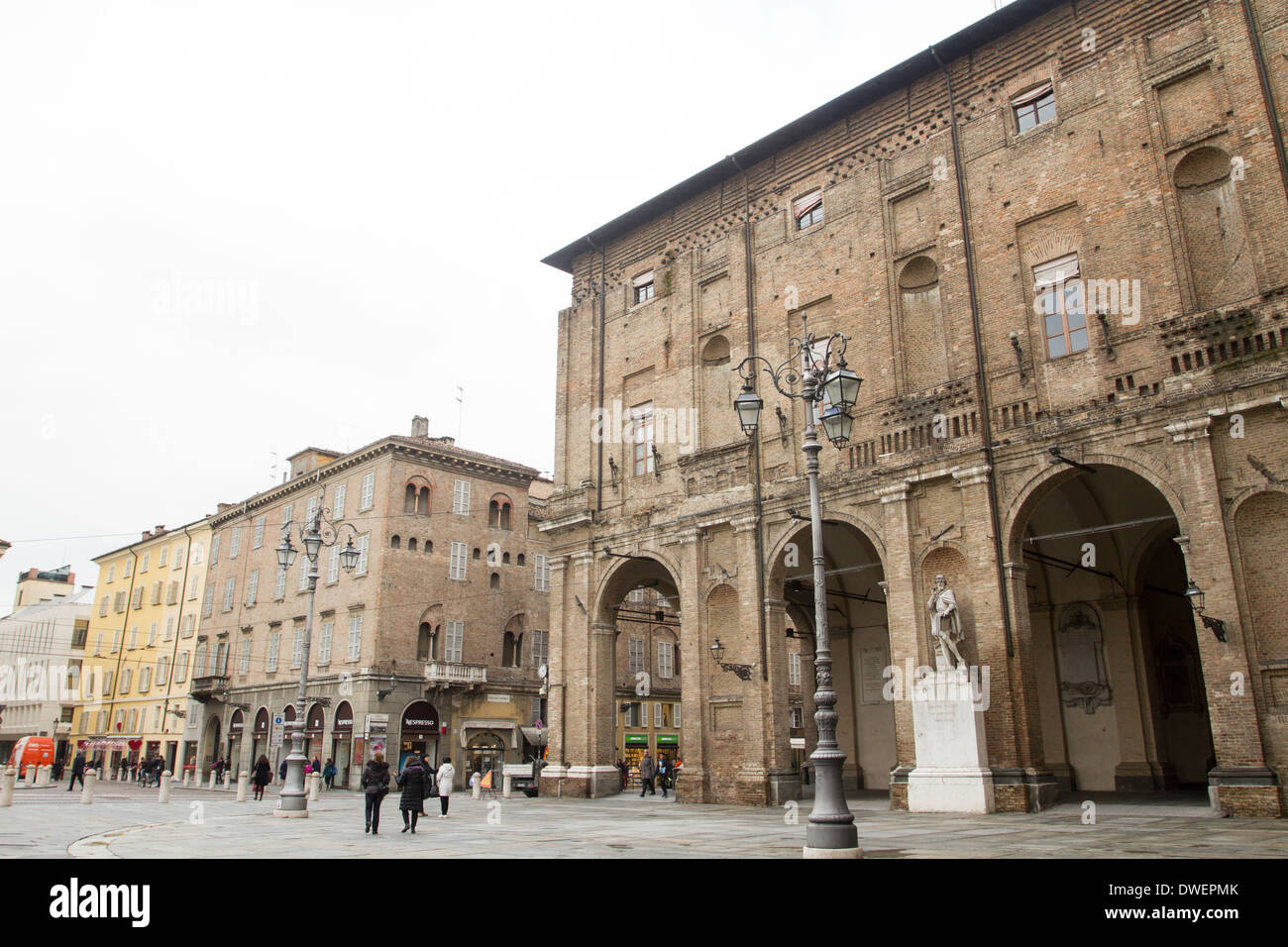 Town Hall of Parma and Via Emilia, Emilia Romagna, Italy Stock Photo ...