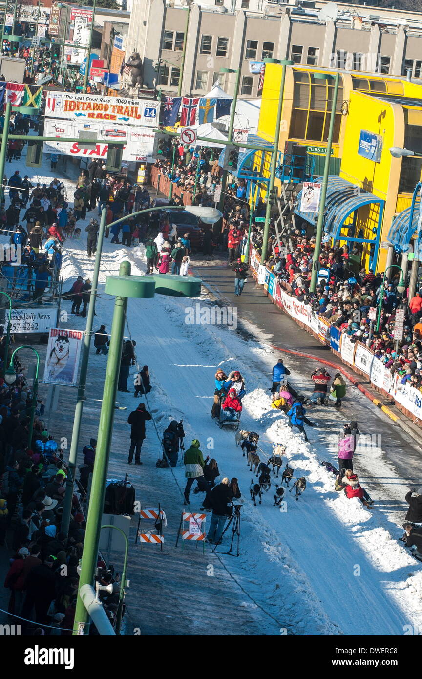 Anchorage, Alaska, USA. 1st Mar, 2014. iditarod musher KARIN ...