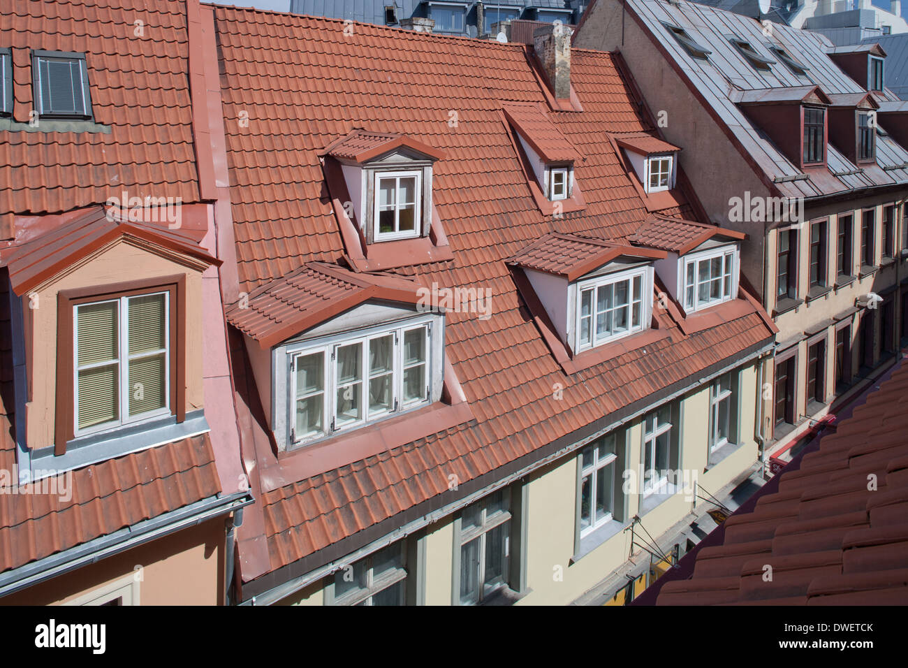 Riga, Latvia. Architecture. Buildings. Old centre. Old Riga. Roofs of ...