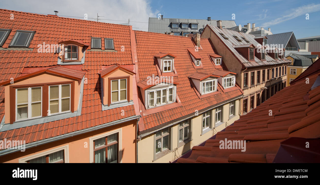 Riga, Latvia. Architecture. Buildings. Old centre. Old Riga. Roofs of ...