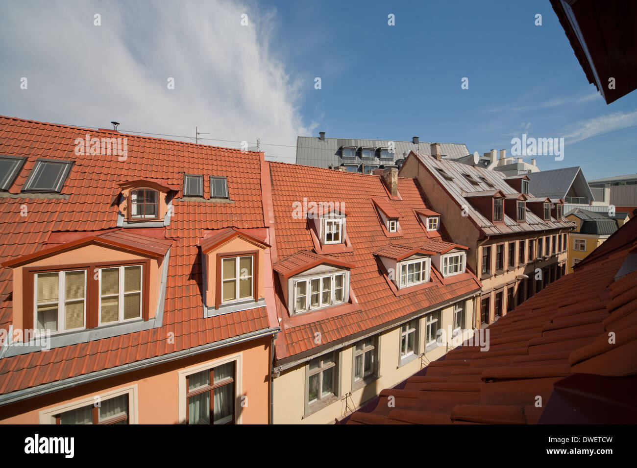 Riga, Latvia. Architecture. Buildings. Old centre. Old Riga. Roofs of ...