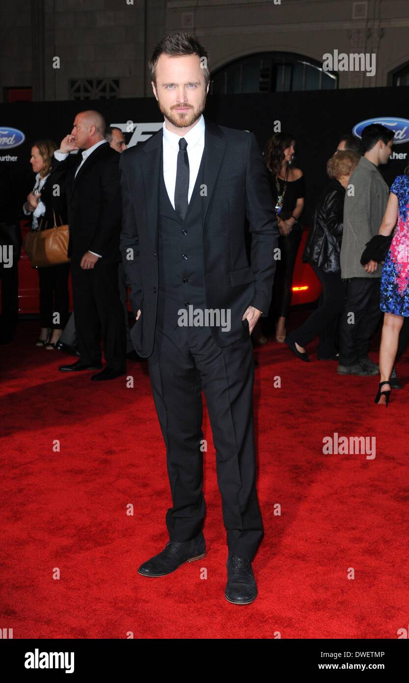Los Angeles, CA, USA. 6th Mar, 2014. Aaron Paul at arrivals for NEED ...