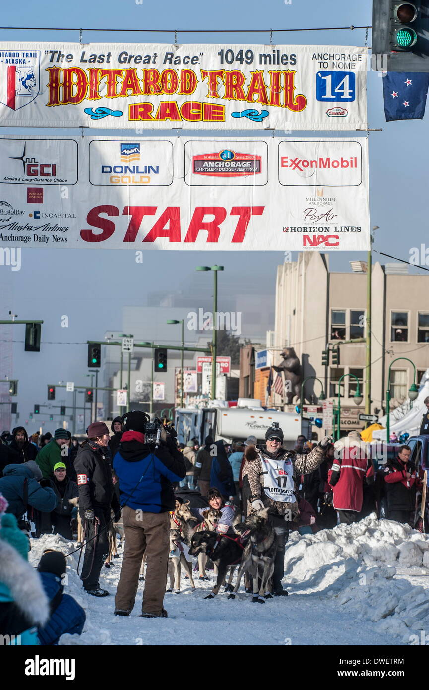 Anchorage, Alaska, USA. 1st Mar, 2014. Veteran Iditarod musher JEFF ...