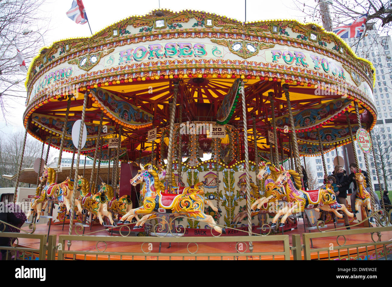 Carousel on South Bank Promenade in London UK Stock Photo - Alamy