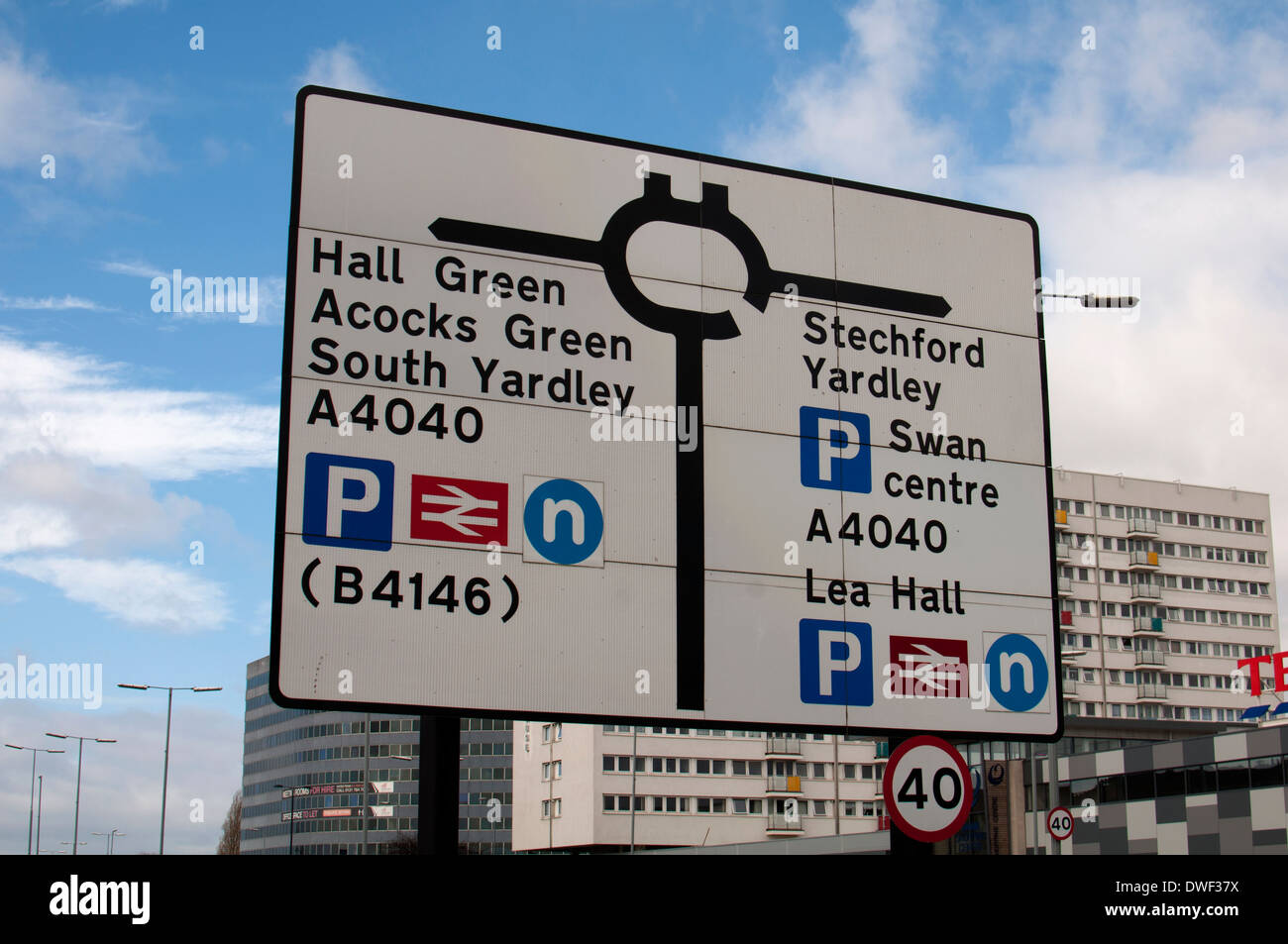 Road sign on A45 Coventry Road, Yardley, Birmingham, England, UK Stock ...