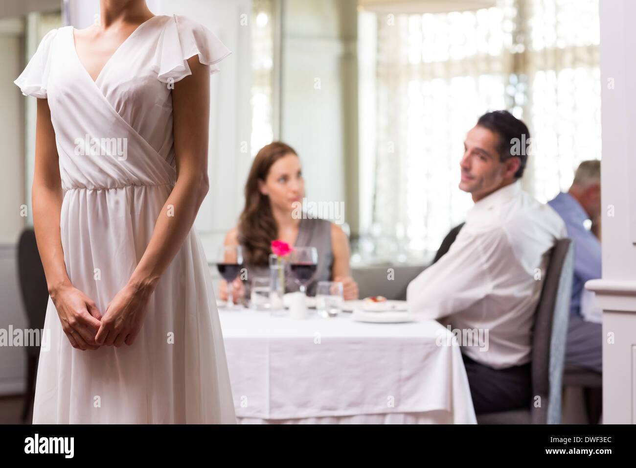 Woman dining red dress hi-res stock photography and images - Alamy