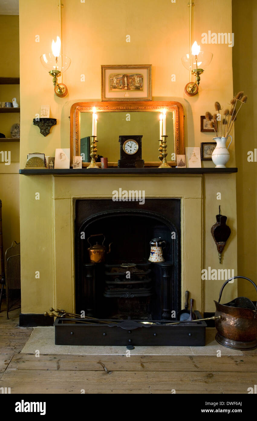 Detail of the 19th century restored historic almshouse room showing the ...