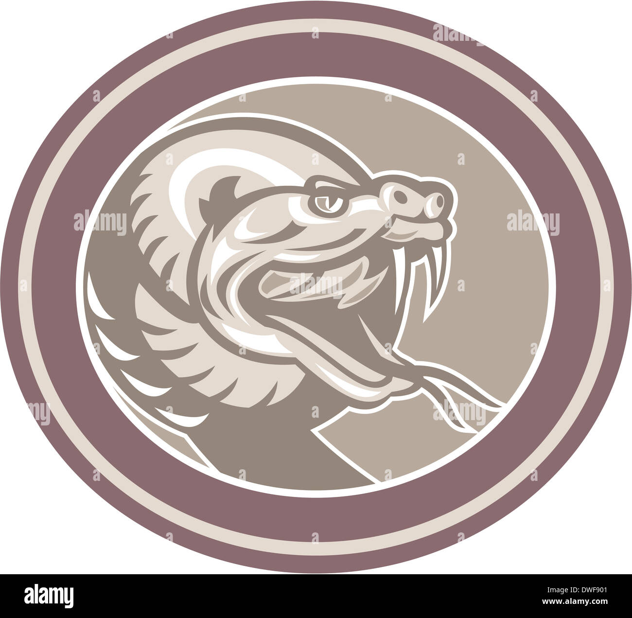 Illustration of a rattle snake viper serpent head facing front set ...