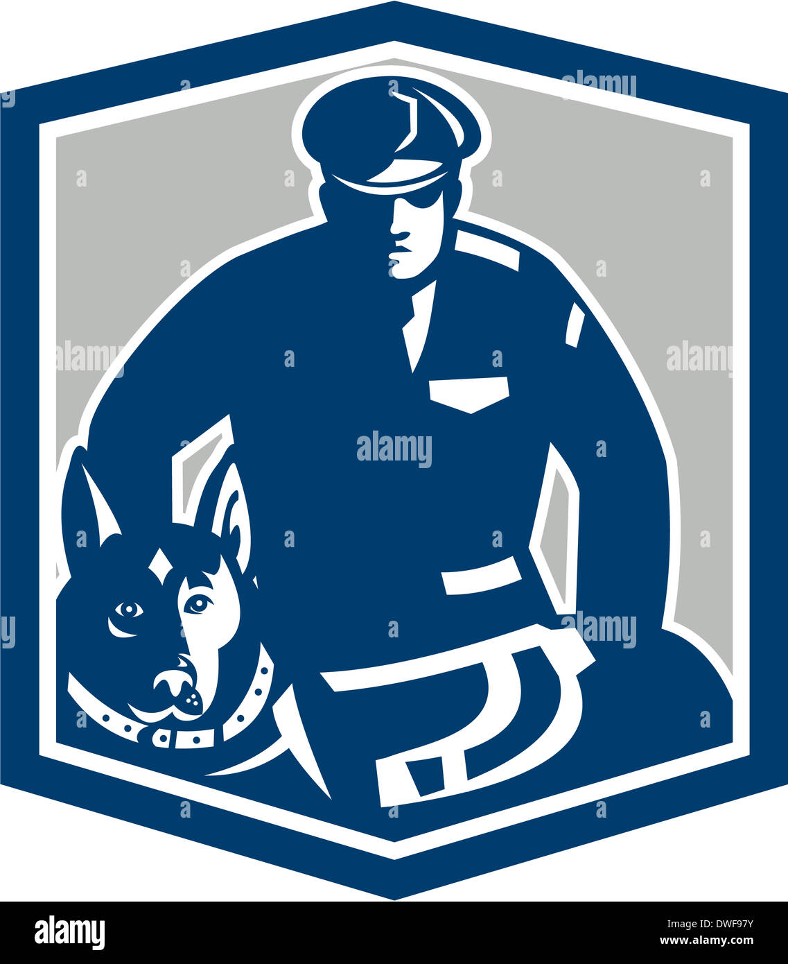 Illustration of a canine policeman police officer security guard with ...