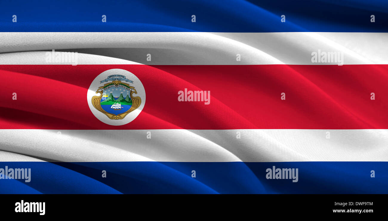 Flag of Costa Rica waving in the wind Stock Photo - Alamy