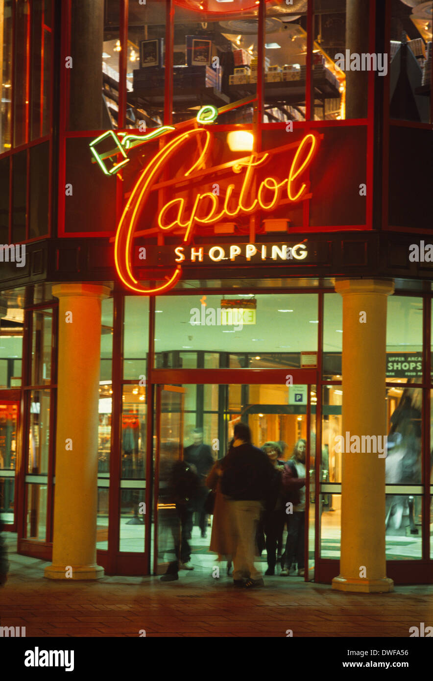 Cardiff, Capitol Shopping Centre at Night Stock Photo - Alamy