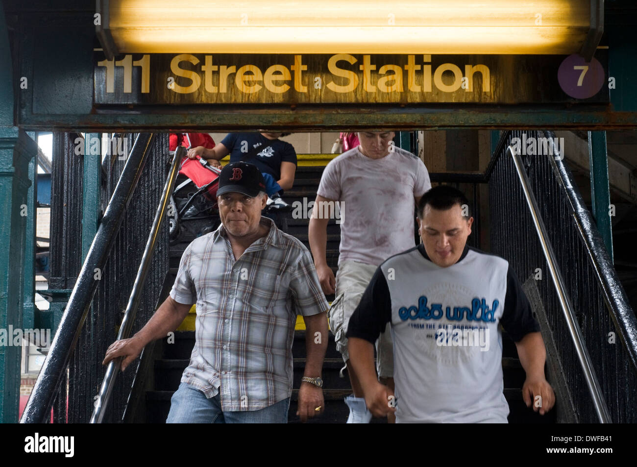 Subway stop 111 Street Station in Queens . Queens, the most ethnically ...