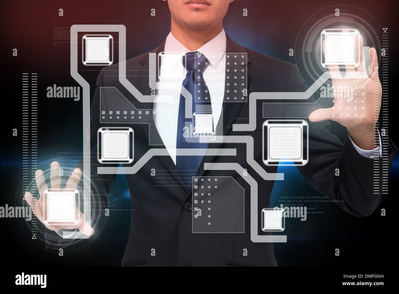 Businessman touching interface Stock Photo - Alamy