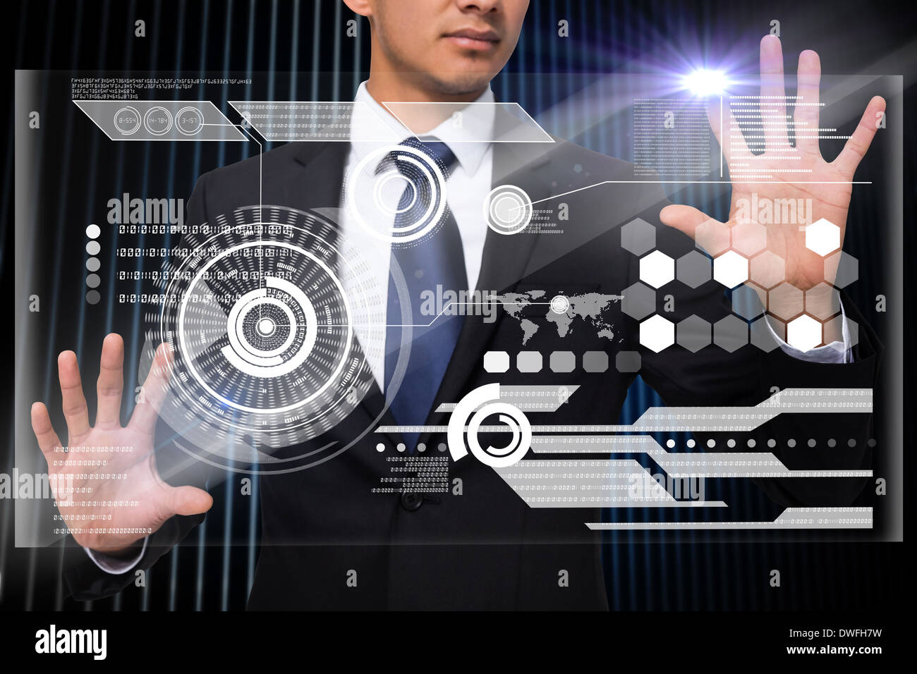 Businessman touching interface Stock Photo - Alamy